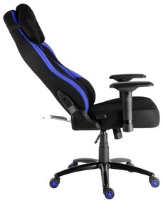 Herní židle Racing ZK-035 TEX — látka, černá / modrá, nosnost 130 kg