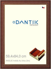 DANTIK rámeček 59,4x84 | ANGLIE hnědá Au linka (Plexi Čiré)