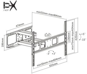 MK FLORIA MKF-17DP641 - Nástěnný držák na TV s kloubem 80" černá