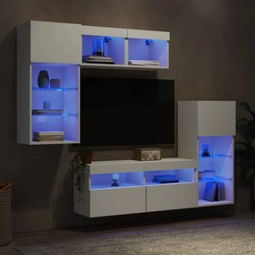 5dílná obývací stěna s LED osvětlením bílá kompozitní dřevo 3216725