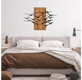 Asir | Nástěnná dekorace 86x58 cm ptáci dřevo/kov | AS1646