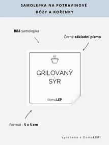 Samolepka na kořenky GRILOVANÝ SÝR bílá 5 × 5 cm základní písmo