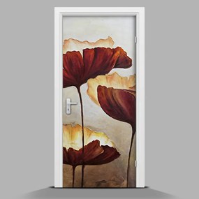 Wallmuralia Nálepka na dveře Malované květiny 75x205