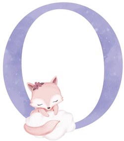 Abeceda písmena s liškou - Obraz, Plakát Velikost: A3 - 29,7x42 cm, Volba rámu: bez rámu, Písmeno: O