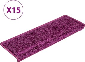 Schodové rohože 15 ks 65 x 21 x 4 cm fialové s obdélníkovým okrajem 134580