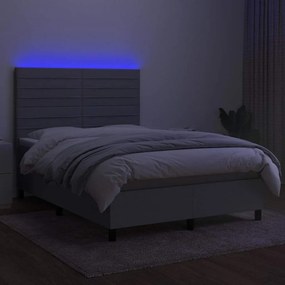 Box spring postel s matrací a LED světle šedá 140x200 cm textil 3134957