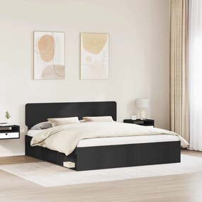 Rám postele s čelo Černá 200 x 200 cm Masivní borové dřevo 3412034