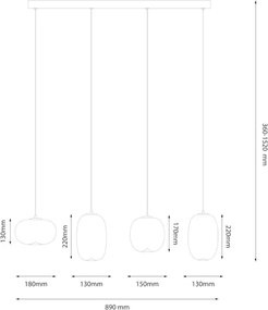 LED Lustr na lanku VASO LED/15W/230V zlatá/kouřová