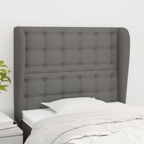 Čelo postele typu ušák tmavě šedé 103x23x118/128 cm textil 3118381