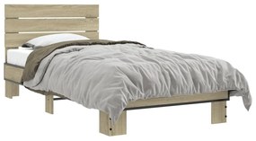 Rám postele dub sonoma 90 x 190 cm kompozitní dřevo a kov - Default Title