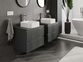 Mexen Rivel, koupelnová skříňka 60 cm, 2 zásuvky, drážkovaná, grafitová matná, 91A20-06047-2-BFF66