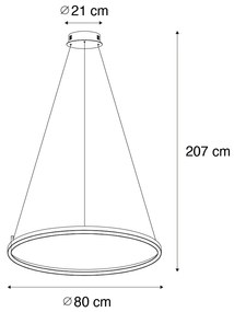 Závěsné svítidlo černé 80 cm vč. LED 3-stupňové stmívatelné - Girello