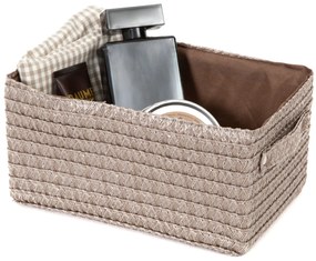Úložný košík Compactor LILOU, tkaný polypropylen, 23 x 15 x 12 cm, Taupe, šedo-béžový