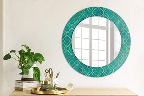 Kulaté dekorativní zrcadlo Zelená a zlaté složení fi 50 cm