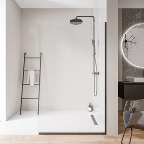 Sprchová zástěna Walk-In EX102 - 10mm čiré sklo - Nano ochrana - profil černý mat - různé šířky