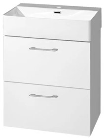 Mereo Mereo, Leny, koupelnová skříňka s keramickým umyvadlem 50 cm, bílá, nové madlo, MER-CN810N