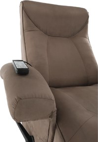 Relaxační křeslo, s elektrickou funkcí vibrování, šedohnědá látka, SUAREZ