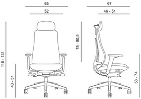 Kancelářská ergonomická židle FARRELL — látka, černá, nosnost 130 kg