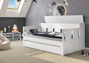 Rozkládací postel Relax s úložným boxem na matrace - bílá - masiv borovice Bílá   
90x200/180x200 cm