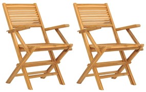 Skládací zahradní židle 2 ks 55x62x90 cm masivní teakové dřevo - Default Title