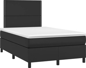 Box spring postel s matrací a LED černá 120x200 cm umělá kůže 3135873