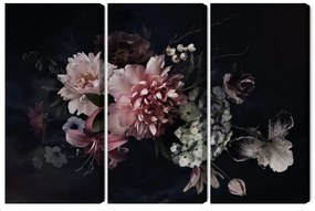 Vícedílný obraz Květiny Ve Stylu Vintage Na Tmavém Pozadí Nedostatek Nedostatek Plátno Canvas 150x100