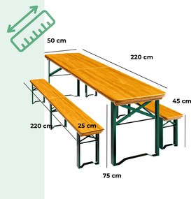 Pivní set MAXI sklápěcí, 220cm, přírodní hnědá Jurhan