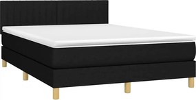 Box spring postel s matrací a LED černá 140x200 cm textil 3133879