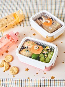 PETIT MONKEY Svačinový box Bento Fox, oranžová barva, kov, plast