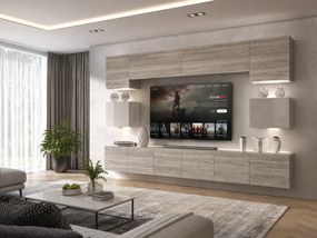 Obývací stěna 300 cm Belini šedý antracit Glamour Wood / bílý lesk Imperium 3  IMP 3/5/W/GW1WGW1/0/0