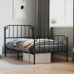 vidaXL Kovový rám postele s hlavovým a nožním čelem 100 x 200 cm [373900] Barva: Černá