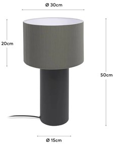 Černo-šedá stolní lampa s kovovým stínidlem (výška 50 cm) Domicina – Kave Home