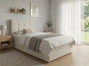 Čalouněná postel boxspring DIRELIS VIBE 90x200 cm krémová Matrace: Matrace Bonell pružinová