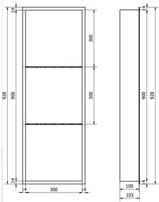 Mexen X-Wall-R zapuštěná police s límcem a poličkou 90 x 30 cm, Bílá - 1920903010S