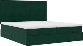 Osmanský rám postele s matrací tmavě zelená 200x200cm samet 3313763