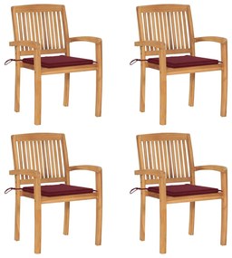 Stohovací zahradní židle s poduškami 4 ks masivní teak,  3073219