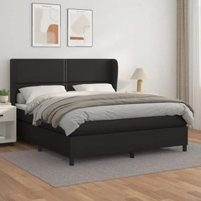 Box spring postel s matrací černá 180x200 cm umělá kůže,  3128985