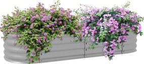 Outsunny Zvednutý Kovový Záhon, Roste Box, Záhon na Zeleninu, DIY Záhon s Otevřeným Dnem, Bylinkový Záhon pro Zahradu, Balkón, Stříbrný 150 x 62 x 30
