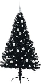 Umělý osvětlený vánoční stromeček Černá 150 cm PVC 3397131