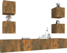 6dílný set TV skříněk kouřový dub kompozitní dřevo 3114267