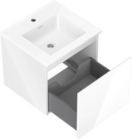 Mexen Orio, koupelnová skříňka 50 cm s umyvadlem Otis, 1 zásuvka, bílá lesklá, 91A10-05047-1-BF00-W18M00