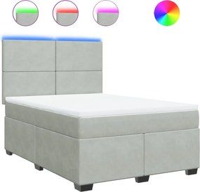 Box spring postel s matrací světle šedá 140x190 cm samet 3293200