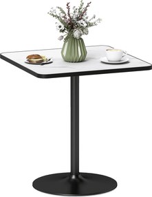 HOMCOM Jídelní stůl pro 4 osoby v moderním stylu s bílým mramorovým efektem a kulatým podstavcem, 70 x 70 cm, bílý | Aosom