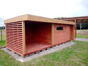Dřevěný zahradní domek s dřevníkem MODERN TERASA 7x3m s dřevníkem