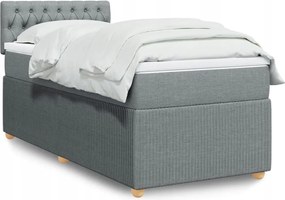 Box Spring Postel S Matrací Textil Světle Šedá Prošívaný design 90 x 200