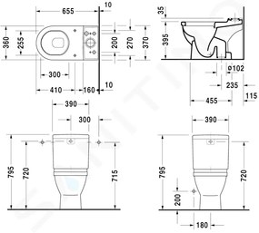 DURAVIT - Starck 3 WC kombi mísa, s WonderGliss, bílá (01260100001)