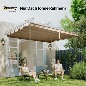 Náhradní střecha pro pergolu 3 x 3 m, zatahovací, s otvory pro odvod dešťové vody, odolná proti povětrnostním vlivům, polyester, 250 x 255 cm Hnědá b…