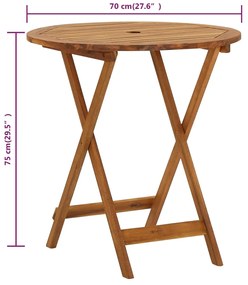 vidaXL Skládací zahradní stolek 70 cm masivní akáciové dřevo