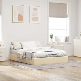 Osmanský rám postele bez matrací krémově 140x190 cm textil 3310880