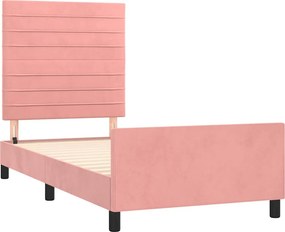 Rám postele s čelem růžový 90x200 cm samet 3125799